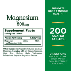 Magnesium 500 mg, 200 Tablets – Nature's Bounty